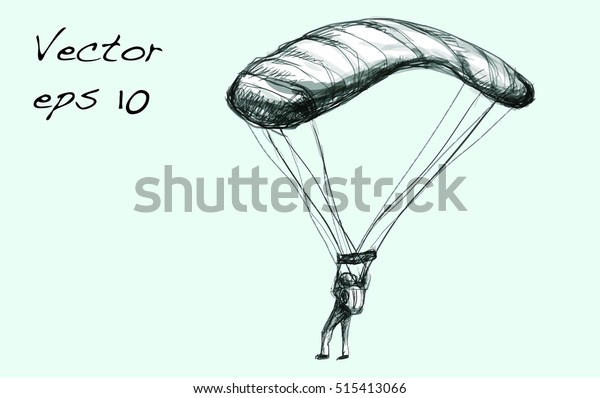 Sketch Skydiving Show Man Parachute Free Stock Vector (Royalty Free ...