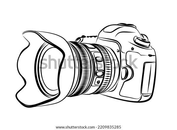 Sketch Slr Camera Stock Vector (Royalty Free) 2209835285 | Shutterstock