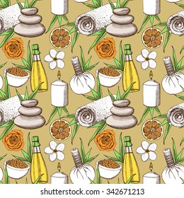 Sketch Spa Pattern Vintage Style Vector 스톡 벡터(로열티 프리) 342671213 ...
