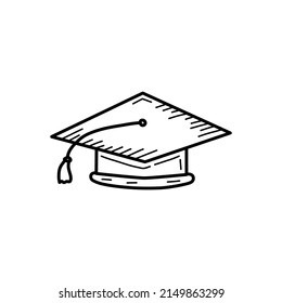 Sketch Square Academic Cap Hand Drawn Stock Vector (Royalty Free ...