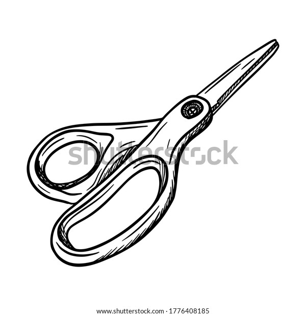Sketch Stationery Scissors Paper Tool Creativity Stock Vector (Royalty ...