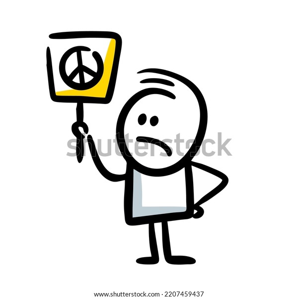 Sketch Stickman Poster His Hand Peace Stock Vector (Royalty Free ...