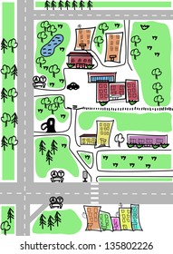 Sketch Street Maps Cityscape Vector Illustration Stock Vector (Royalty ...