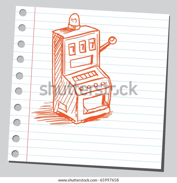 Sketch Style Vector Illustration Slot Machine Stock Vector (Royalty ...