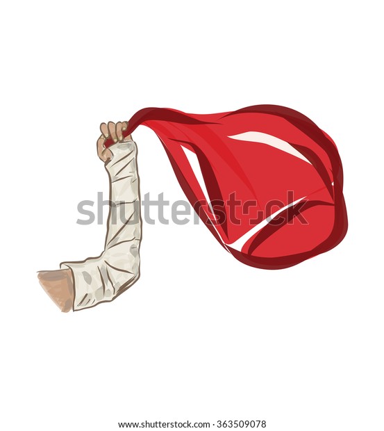 Sketch Styled Picture Arm Cast Red Stock Vector (Royalty Free ...