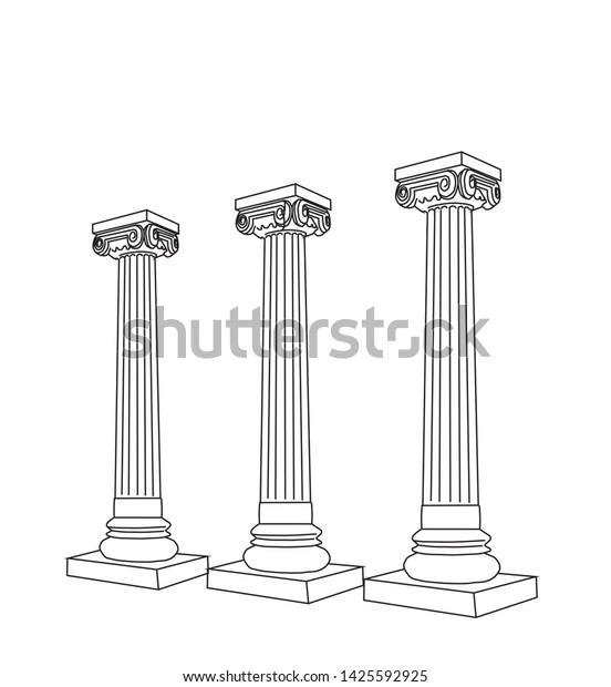 Sketch Three Pillars Vector White Background Stock Vector (Royalty Free ...