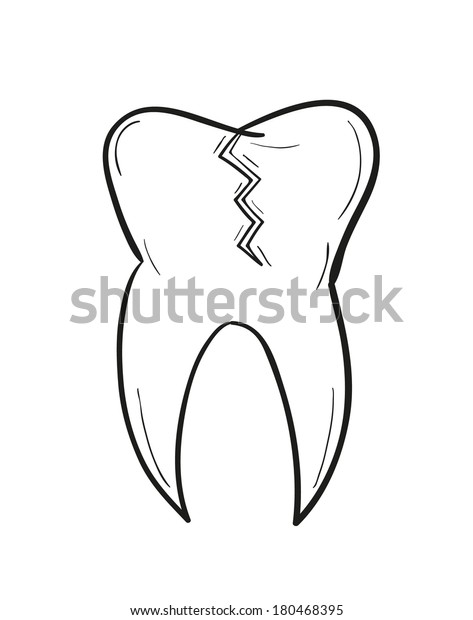 Sketch Tooth Defect On White Background 스톡 벡터(로열티 프리) 180468395 ...