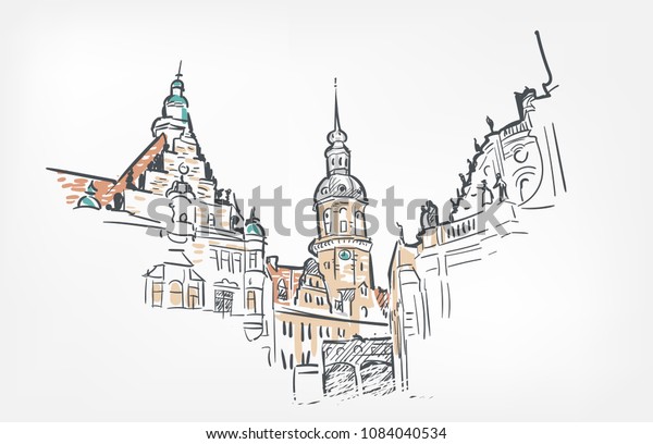 Sketch Vector Illustration Dresden Stock Vector (Royalty Free ...