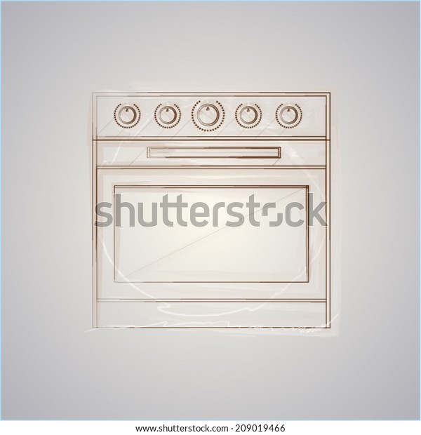 Sketch Vector Illustration Oven Drawing Brown Stock Vector (Royalty ...