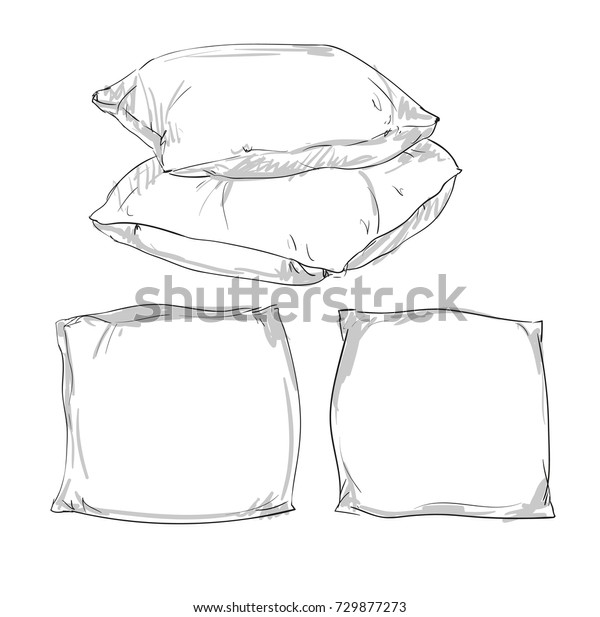 Sketch Vector Illustration Pillow Hand Drawn Stock Vector (Royalty Free ...