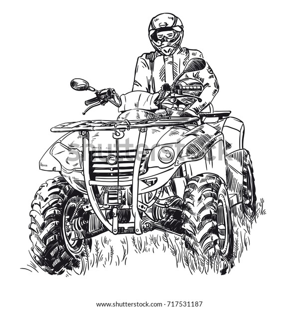 Sketch Vector Illustration Quad Bike Silhouette Stock Vector (Royalty ...