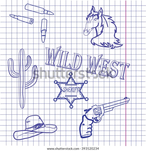 Sketch Vector Wild West On Notebook Stock Vector (Royalty Free ...