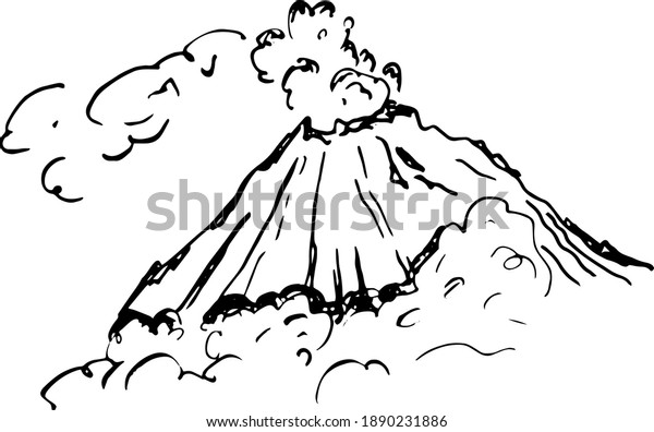 Sketch Volcano Landscape Vector Illustration Stock Vector (Royalty Free ...