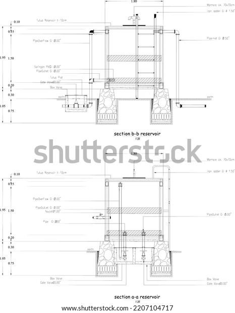 Sketch Water Reservoir Section Small Dimensions Stock Vector (Royalty ...
