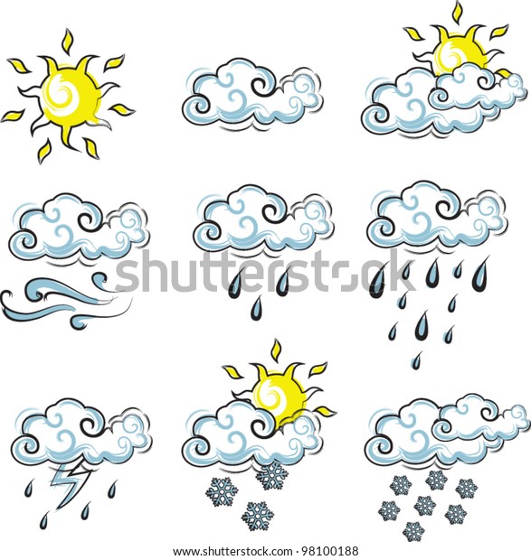 Sketch Weather Icons Stock Vector (Royalty Free) 98100188 | Shutterstock
