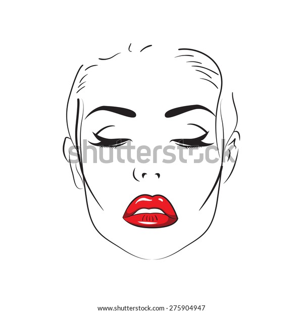 Sketch Womans Face Hand Drawn Makeup Stock Vector (Royalty Free ...