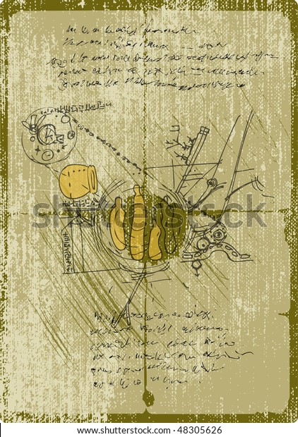 Sketch Writings Drawings About Humanity Science Stock Vector (Royalty ...