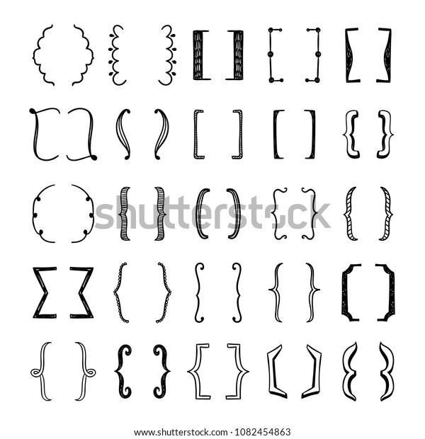 Sketched Brackets Set Cute Hand Drawn Stock Vector (Royalty Free ...