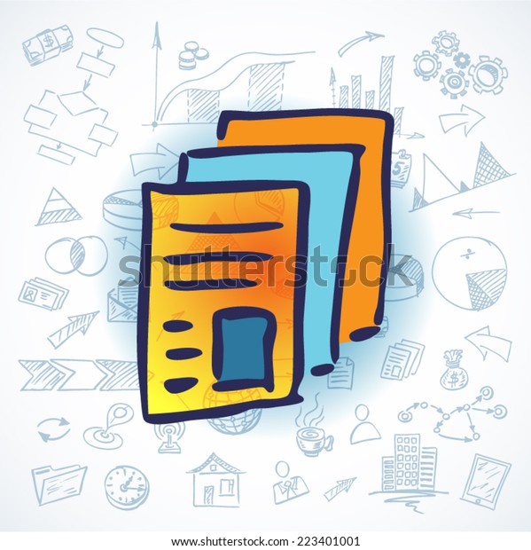 Sketched Business Background Orange Documents Vector Stock Vector ...