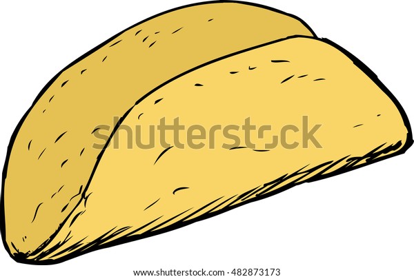 Sketched Cartoon Single Empty Taco Shell Stock Vector (Royalty Free ...