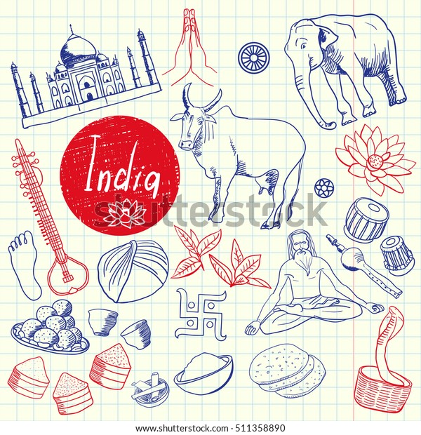 Sketched India Icon Hand Drawn Doodle Stock Vector (Royalty Free) 511358890