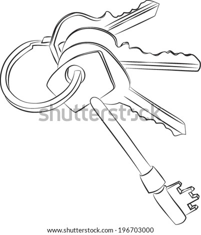 Sketched Line Drawing Set Four Keys Stock Vector (Royalty Free ...