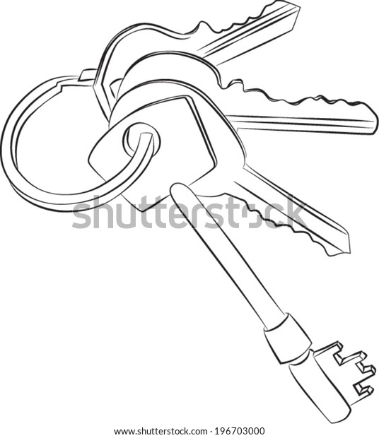 Sketched Line Drawing Set Four Keys Stock Vector (Royalty Free) 196703000