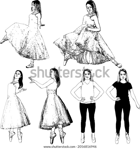 Sketches Drawings Dancer Different Dance Poses Stock Vector (Royalty ...