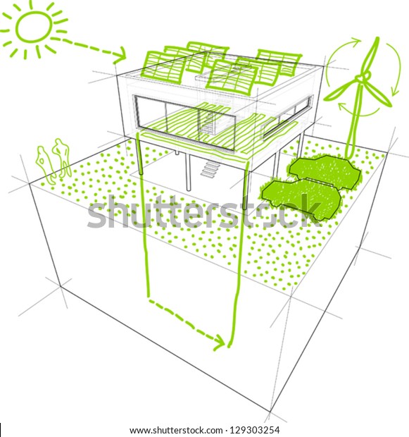 Sketches Sources Renewable Energy Wind Turbine Stock Vector (Royalty ...
