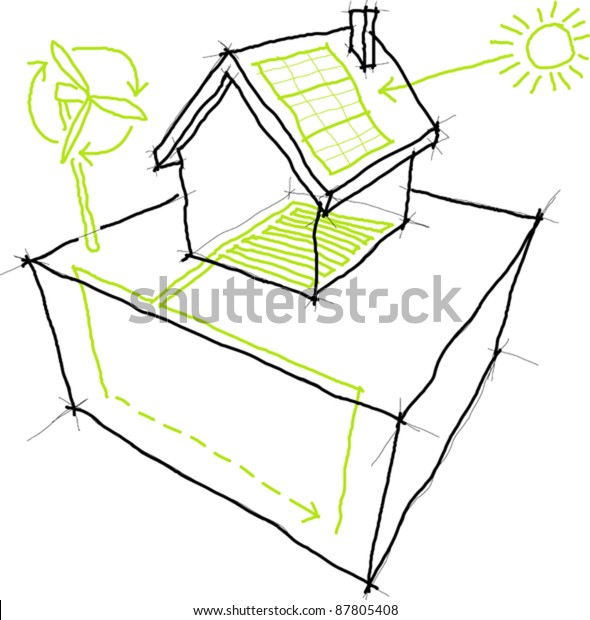 Sketches Sources Renewable Energy Wind Turbine Stock Vector (Royalty ...