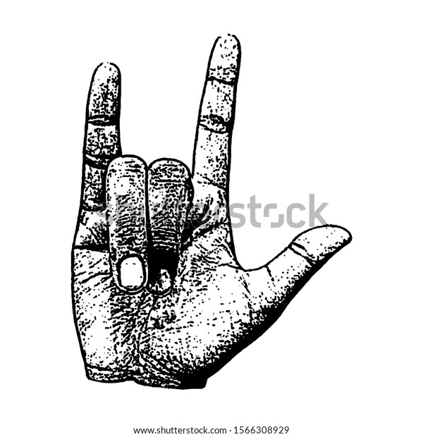Sketching Vector Hand Sign Black White Stock Vector (Royalty Free ...