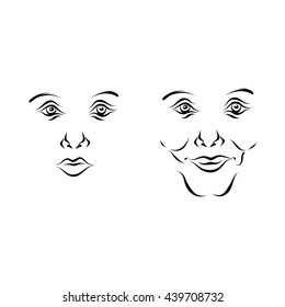 Sketchy Smile Face Expression Stock Vector (Royalty Free) 439708732 ...