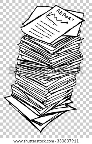 Sketchy Stack Business Reports Transparent Effect Stock Vector (Royalty ...