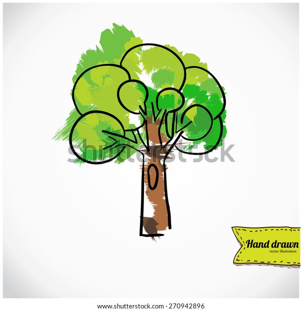 Sketchy Tree Isolated Vector Illustration Hand: vector de stock (libre ...