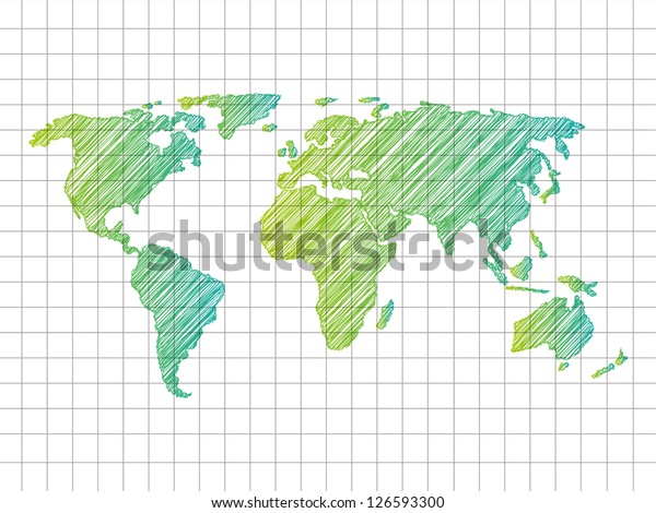 Sketchy World Map Vector Illustration Stock Vector (Royalty Free) 126593300 | Shutterstock