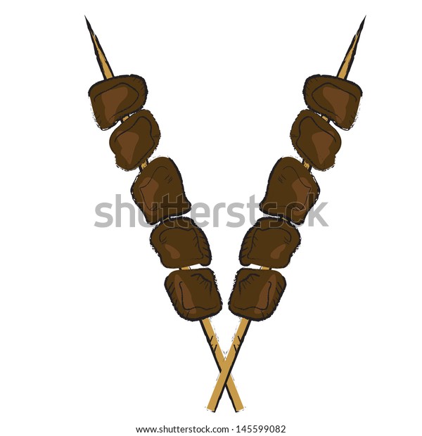 Skewer Hand Drawn On White Background Stock Vector (Royalty Free) 145599082