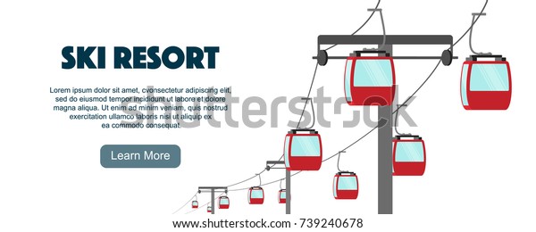 Ski Cable Car Isolated On White Stock Vector (Royalty Free) 739240678