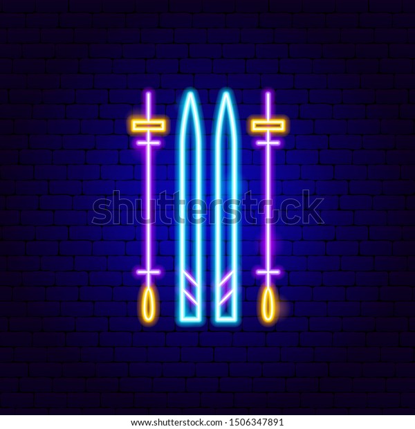 Ski Neon Sign Vector Illustration Sport Stock Vector (Royalty Free ...