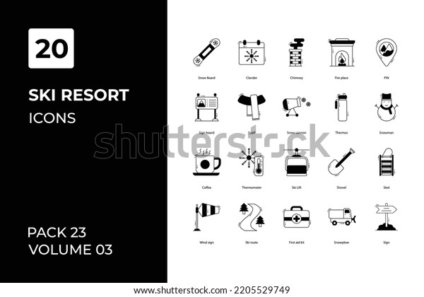 Ski Resort Icons Collection Set Vector Stock Vector (Royalty Free ...
