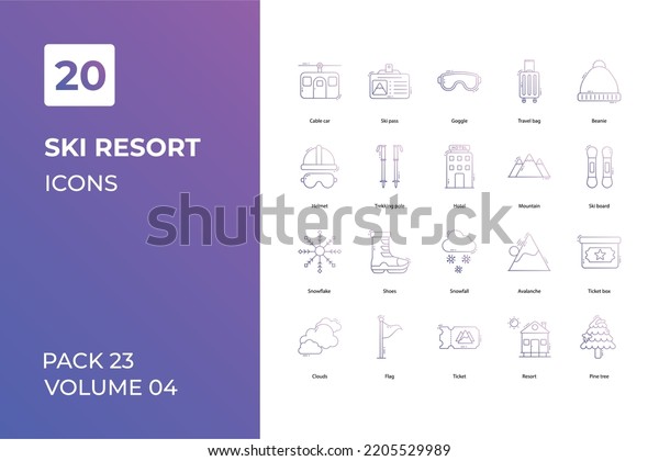 Ski Resort Icons Collection Set Vector Stock Vector (Royalty Free ...