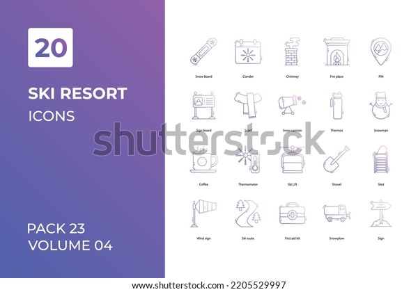 Ski Resort Icons Collection Set Vector Stock Vector (Royalty Free ...