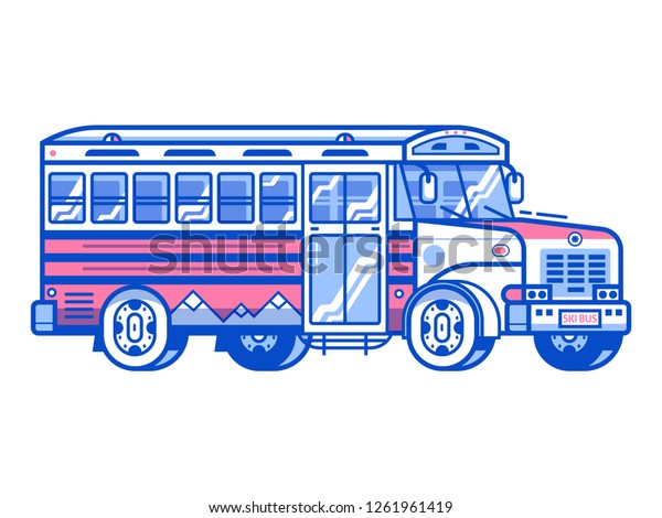 Ski Shuttle Bus Logo Template Line Stock Vector (Royalty Free ...