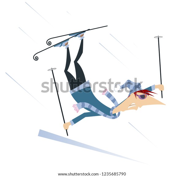 Skier Man Isolated Illustration Falling Down Stock Vector (Royalty Free ...