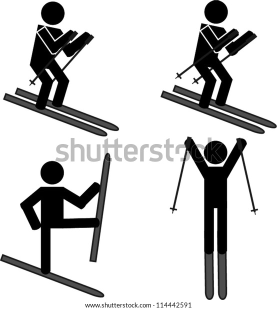 Skiing Stick Man Stock Vector (Royalty Free) 114442591