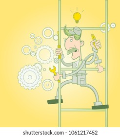 Skilled Multitasking Mechanic Four Hands Hat Stock Vector (Royalty Free ...