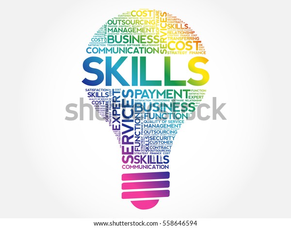 Skills Bulb Word Cloud Collage Business Stock Vector (Royalty Free ...