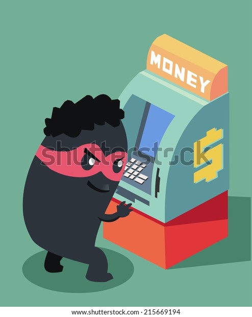 Skimming Fraud Crime Flat Vector Illustration Stock Vector (Royalty ...