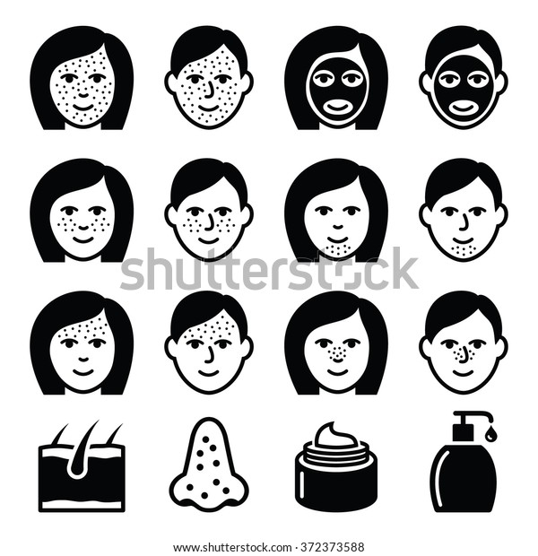 Skin Problems Acne Spots Treatment Icons Stock Vector (Royalty Free ...