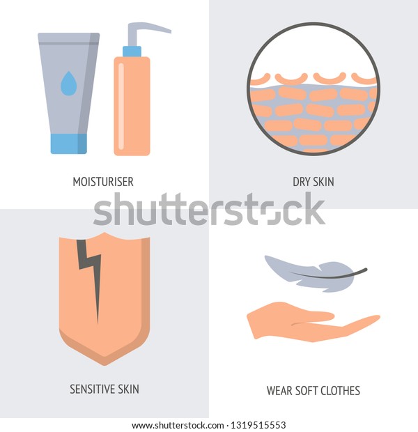 Skin Problems Treatment Icon Set Flat Stock Vector (Royalty Free ...
