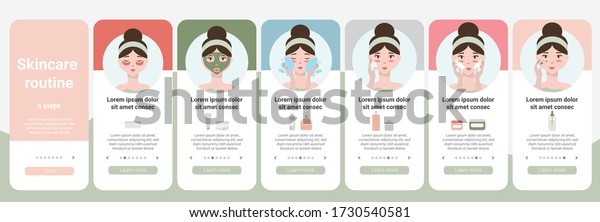 Skincare Steps Ui Ux Mobile App Stock Vector (Royalty Free) 1730540581